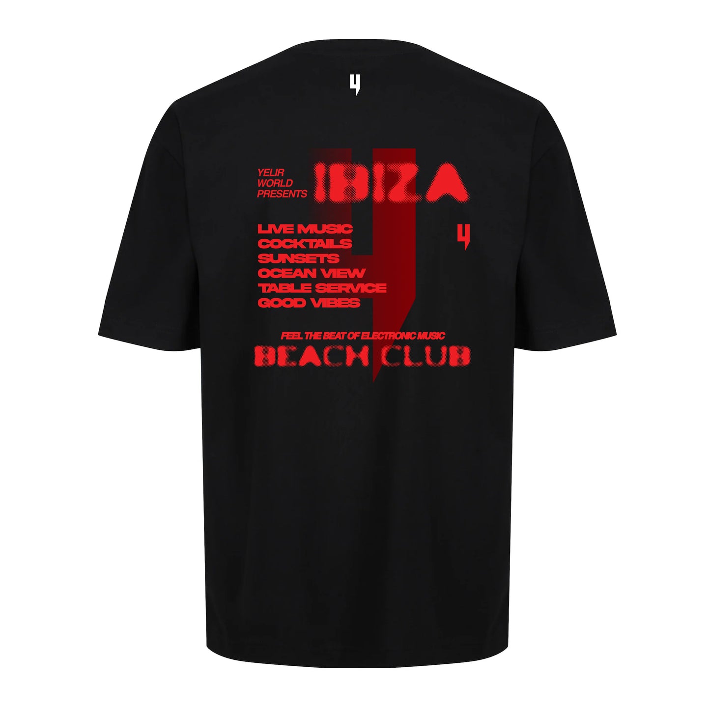 BLACK RELAXED FIT TEE RED BEACH CLUB LOGO – YELIR WORLD